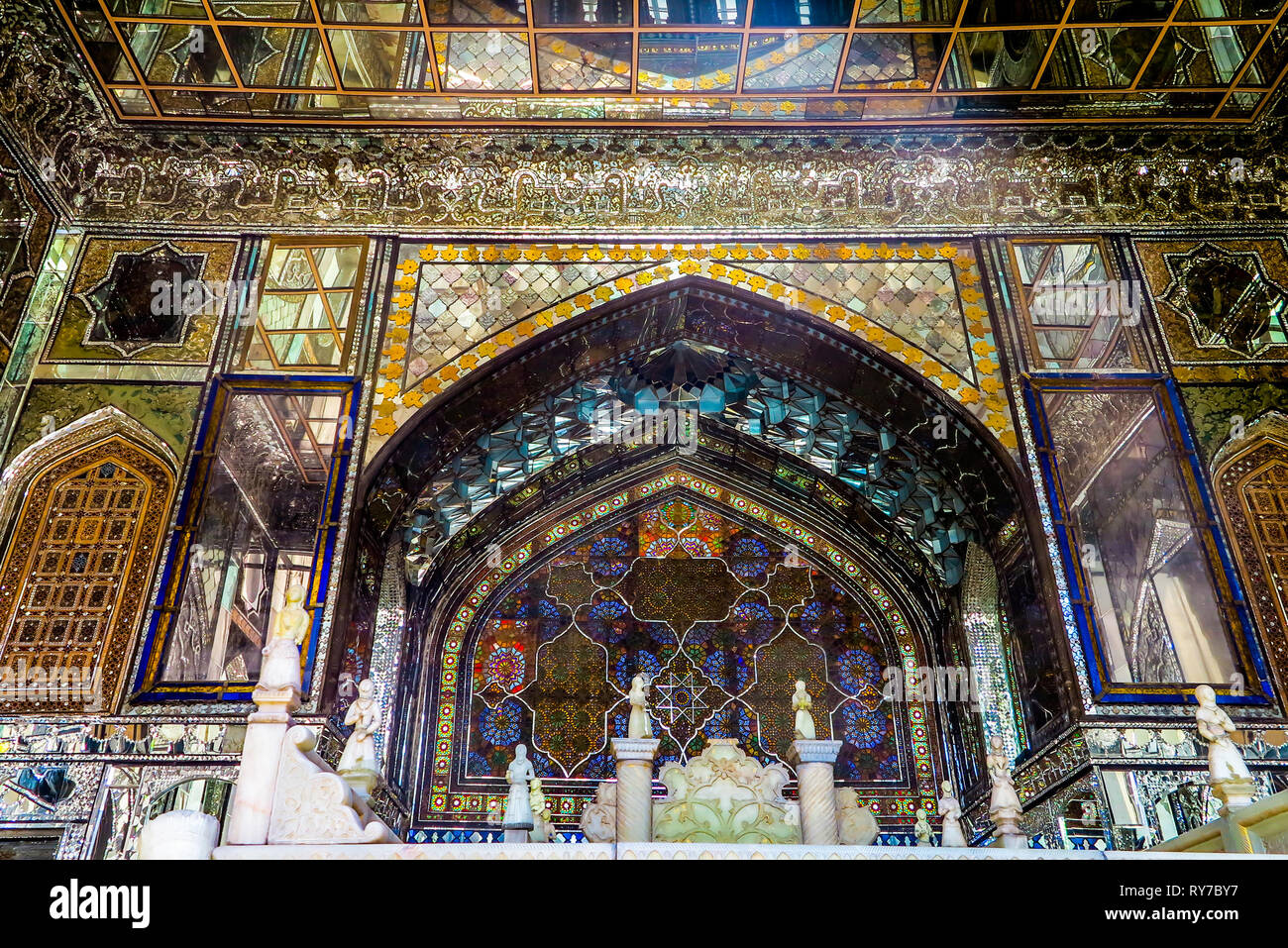Tehran Golestan Palace Takht-e Marmar Marble Throne with Carved Human ...