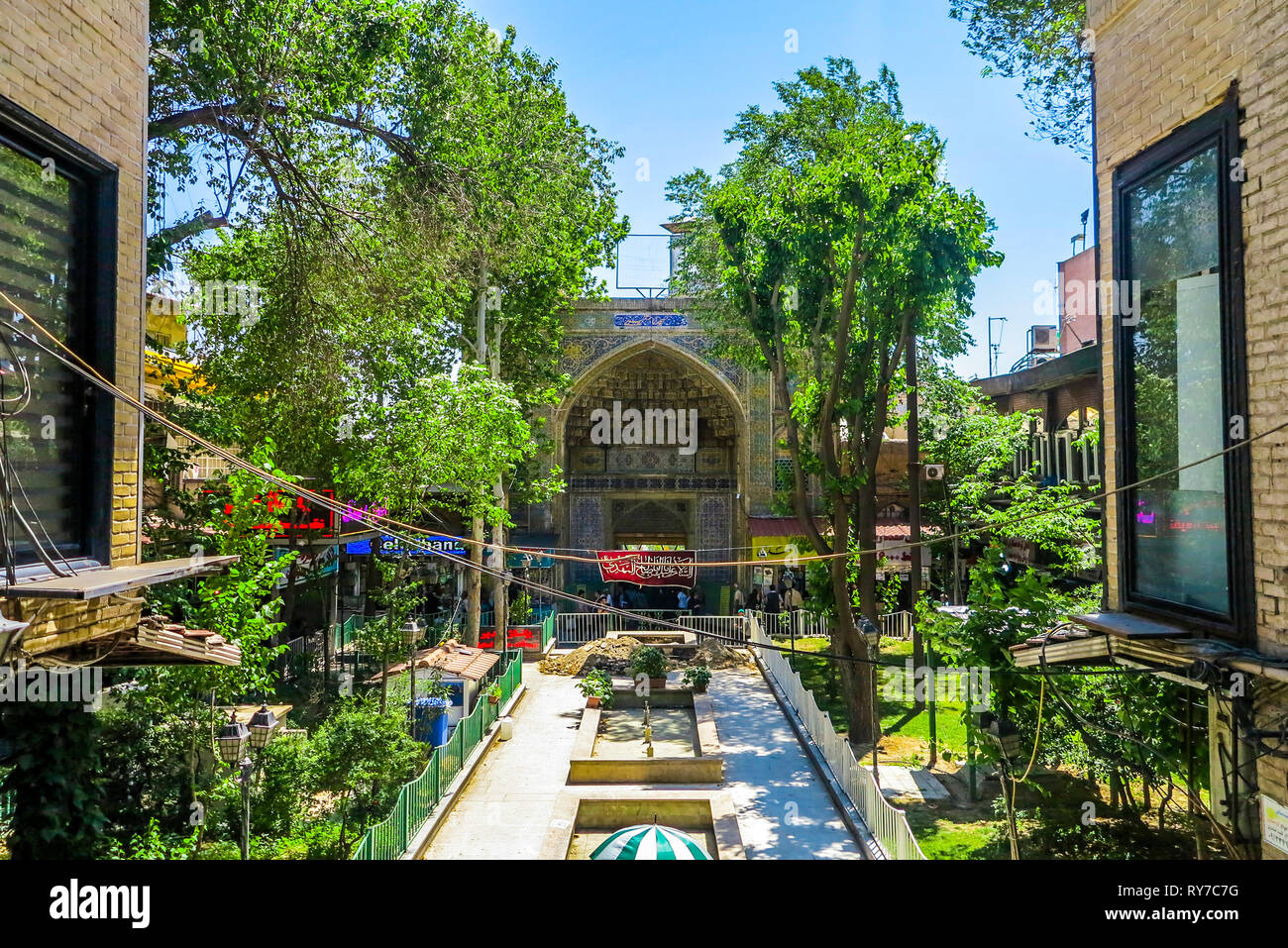 Tehran Grand Bazaar Shah Mosque Entrance Gate with People Stock Photo ...