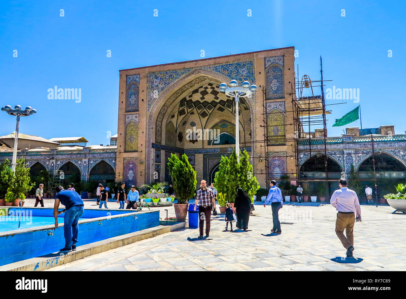 Tehran Grand Bazaar Shah Mosque Madrasa Portal Gate with People Stock ...
