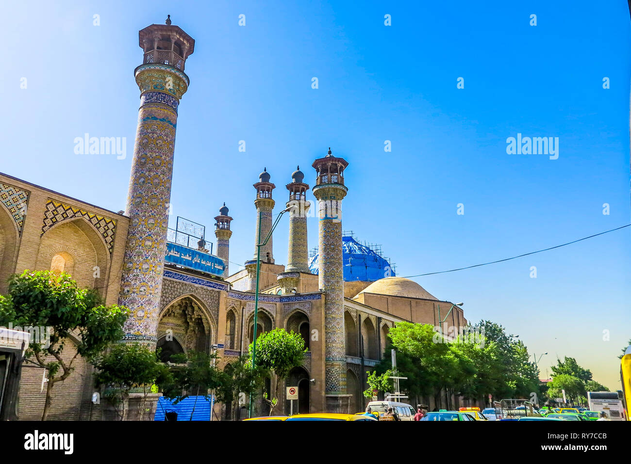 Tehran Sepahsalar Shahid Motahhari Mosque Minarets Dome Entrance Gate ...
