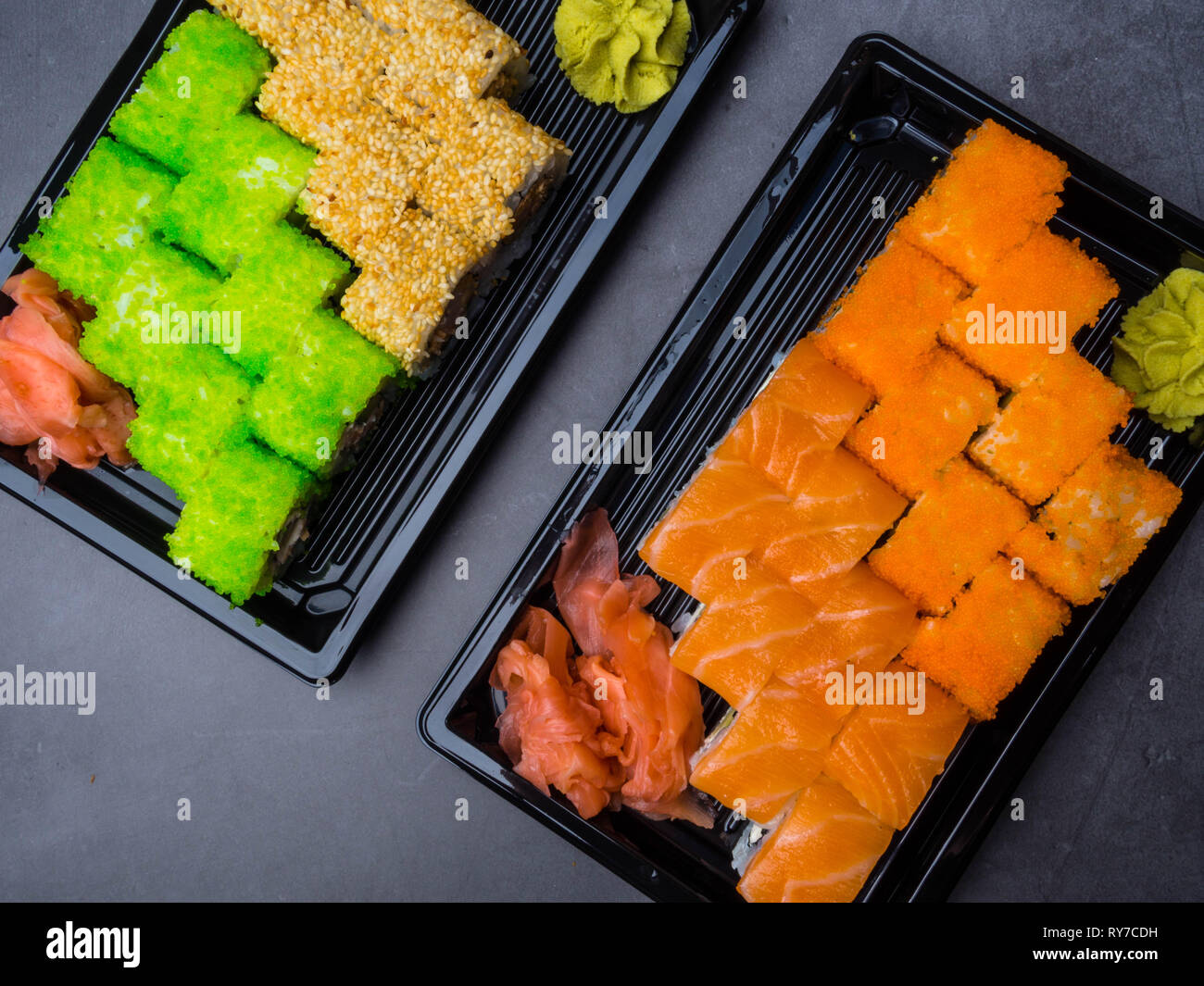 Sushi Roll with salmon, eel, tuna, avocado, royal prawn, cream cheese ...