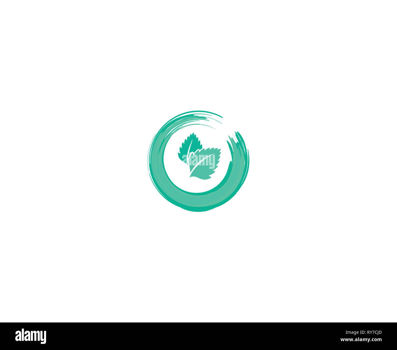 Mint leaves in circle. Icon vector set with mint plants. Fresh mint ...