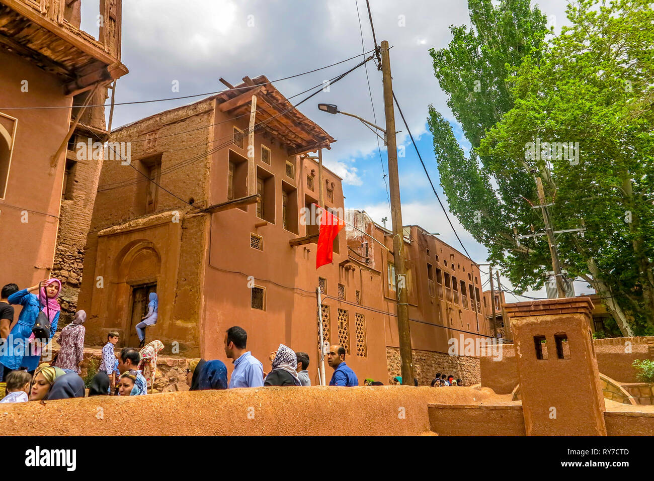 Abyaneh Heritage Village Unique Architecture with Tourists Stock Photo ...