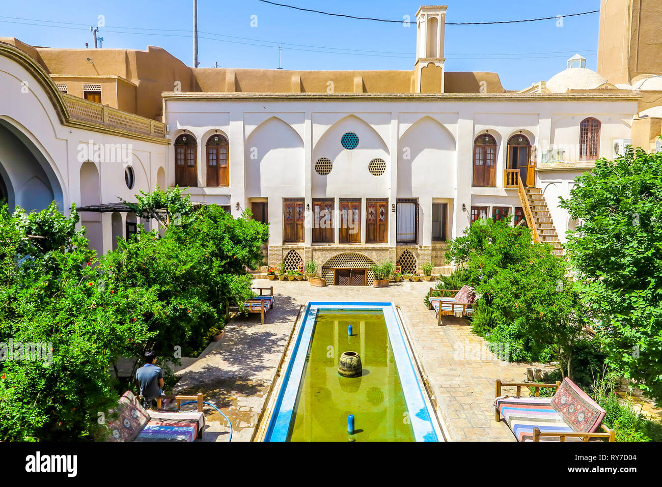 Kashan Traditional Interior Architecture Courtyard with Pool and ...