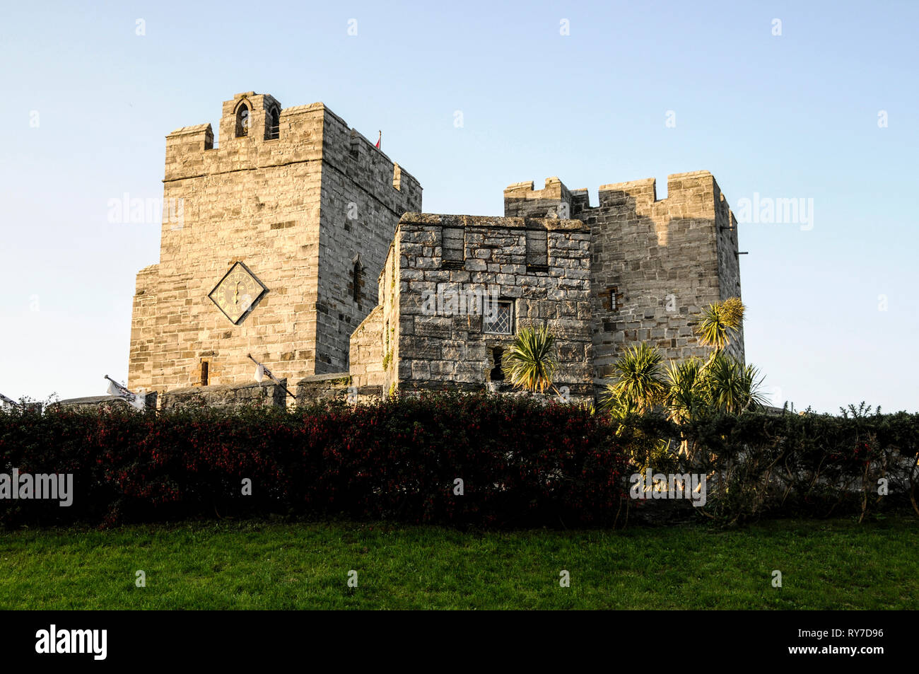 The 12th/13th century medieval built Castle Rushen in the centre of ...