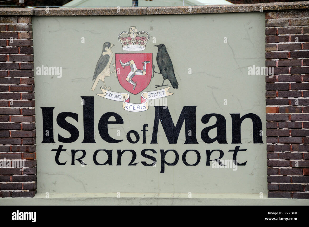 Isle of Man transport sign, Britain. It is a government agency that ...
