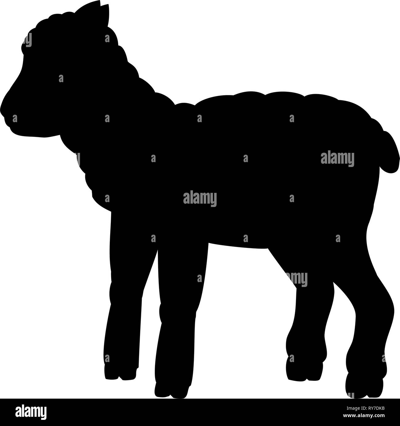 Lamb sheep farm mammal black silhouette animal. Vector Illustrator ...