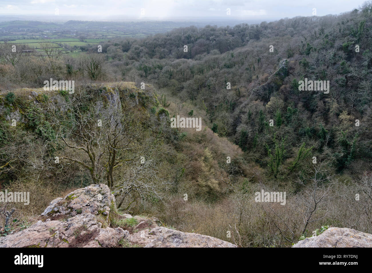 View from Ebbor Gorge south to Somerset Levels Ebbor Gorge, Mendip ...