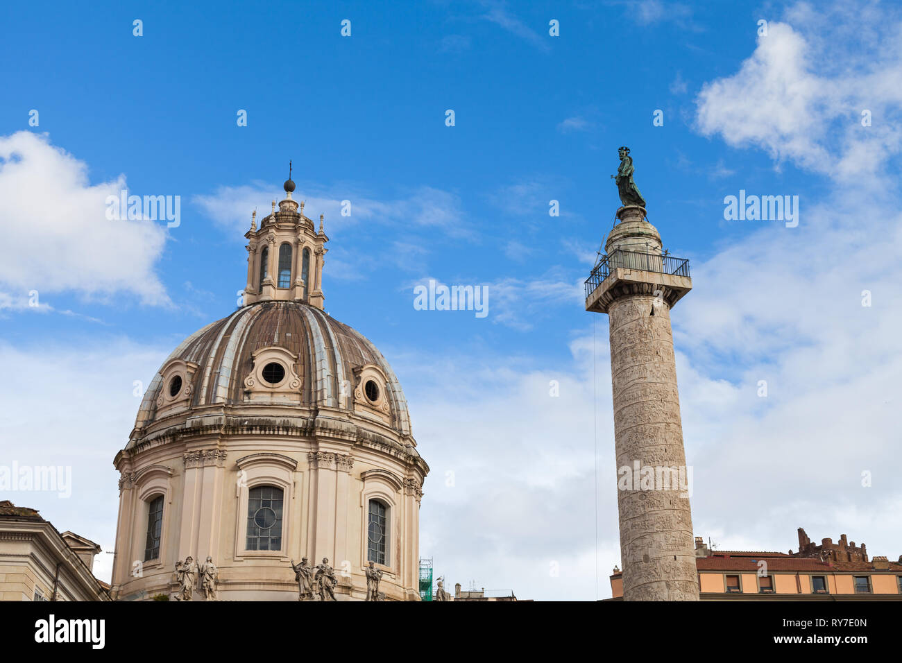 Scenic picture of Saint Peter Basilica tower against blue, cloudy sky ...