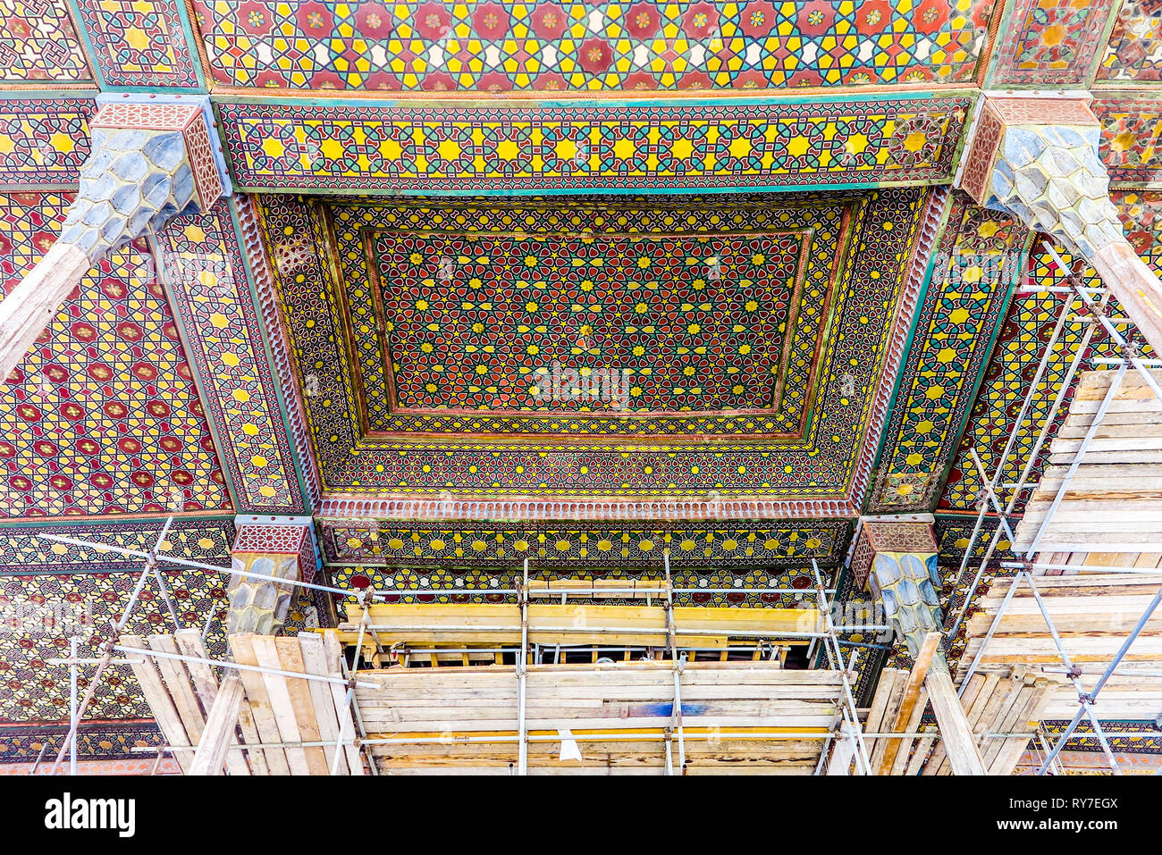 Isfahan Ali Qapu Royal Palace Terrace Balcony with Wooden Pillars and ...