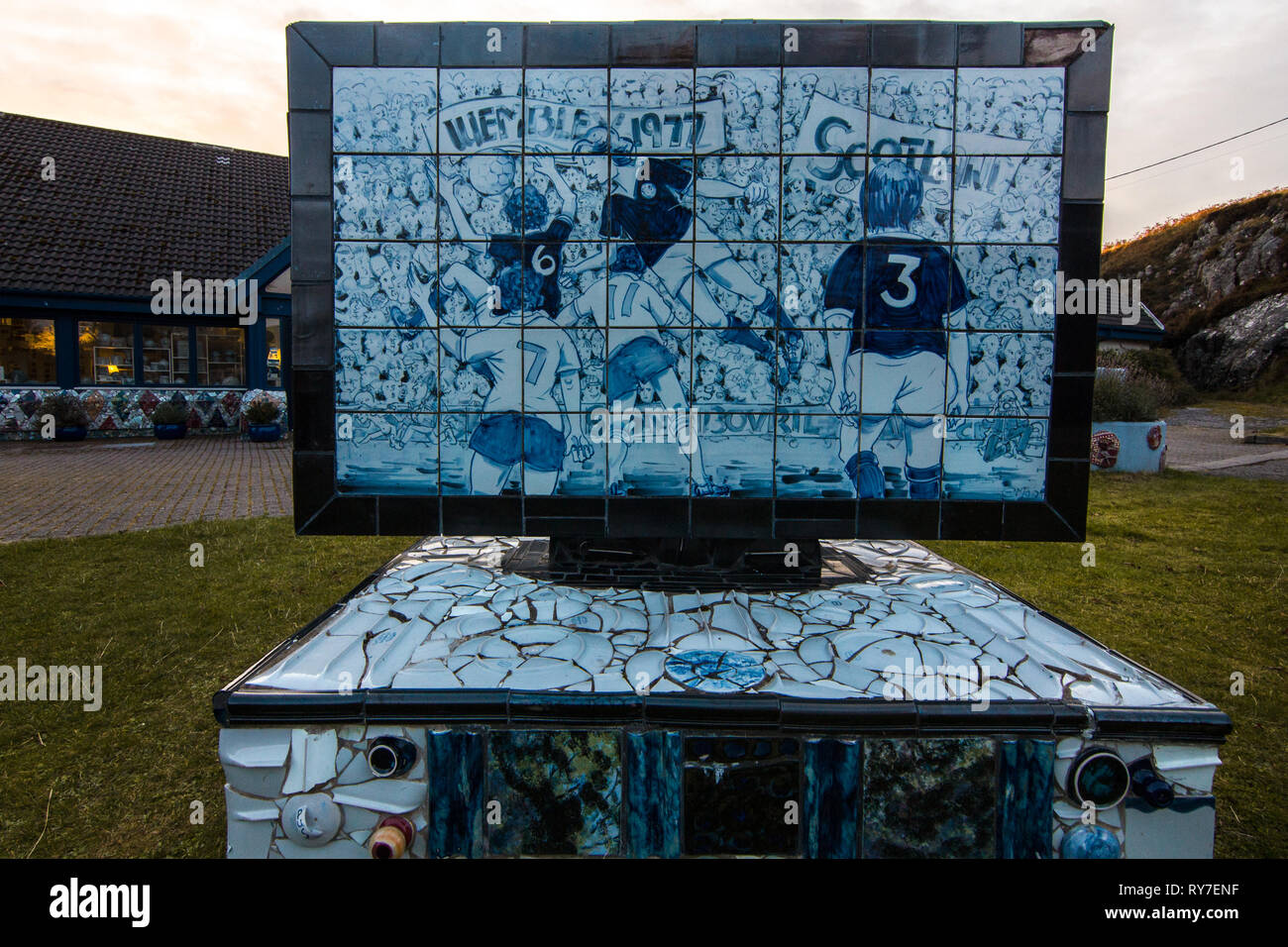 Highland Stoneware pottery art work of a couch TV and a Chair in ...