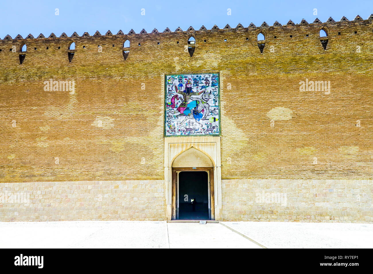 Shiraz Karim Khan Arg Castle Exterior Entrance Door Image made of Tiles ...
