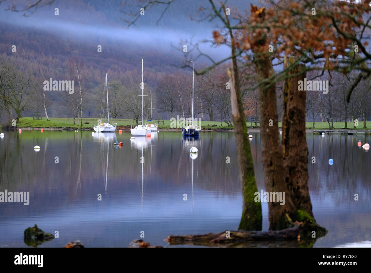 Boats on Coniston Water in the Lake District Stock Photo - Alamy