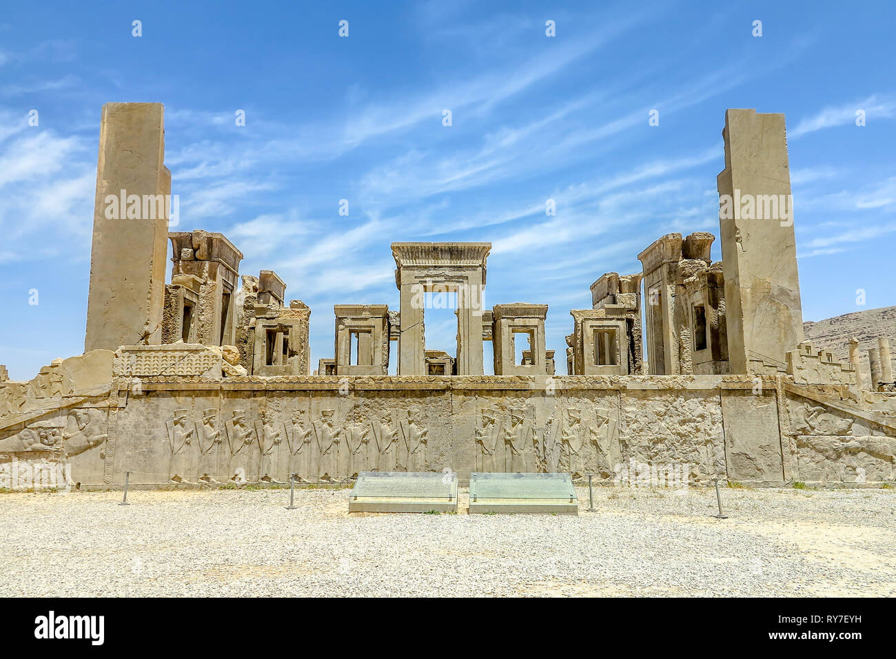 Persepolis Historical Site Wall Carving of Ancient Persian Soldiers and ...