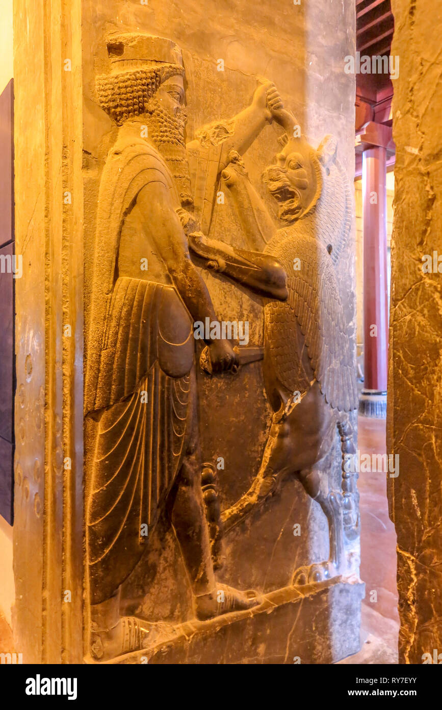 Persepolis Historical Site Wall Carving of Ancient Persian Stabbing a ...