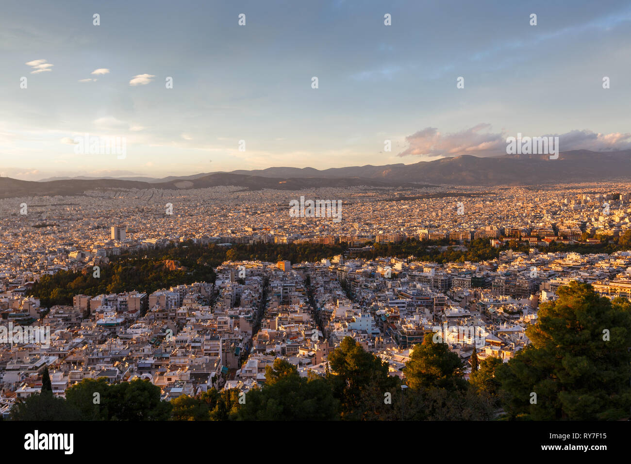 View of Athens from Lycabettus hill at sunset, Greece Stock Photo - Alamy