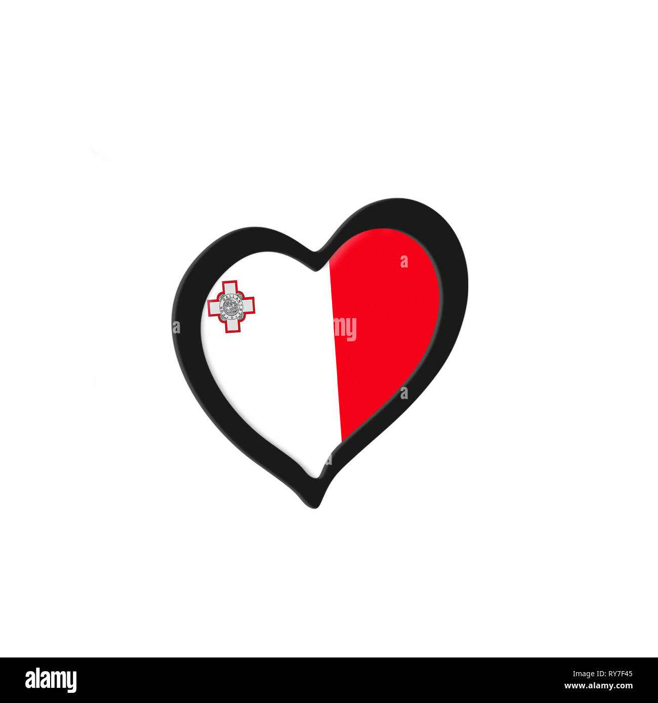 malta Flag Inside Heart. Eurovision Song Contest concept on a white ...