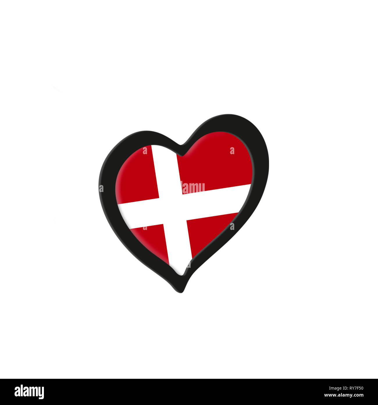 Denmark Flag Inside Heart. Eurovision Song Contest concept on a white ...