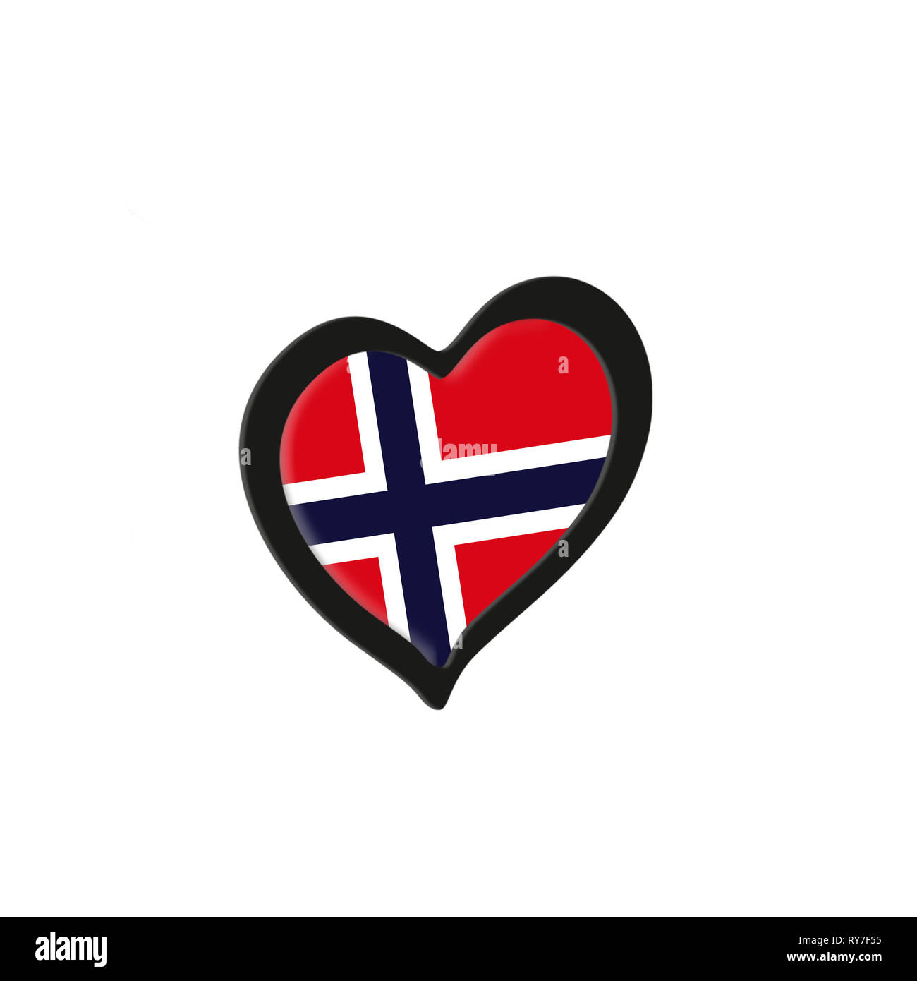Norway Flag Inside Heart. Eurovision Song Contest concept on a white ...