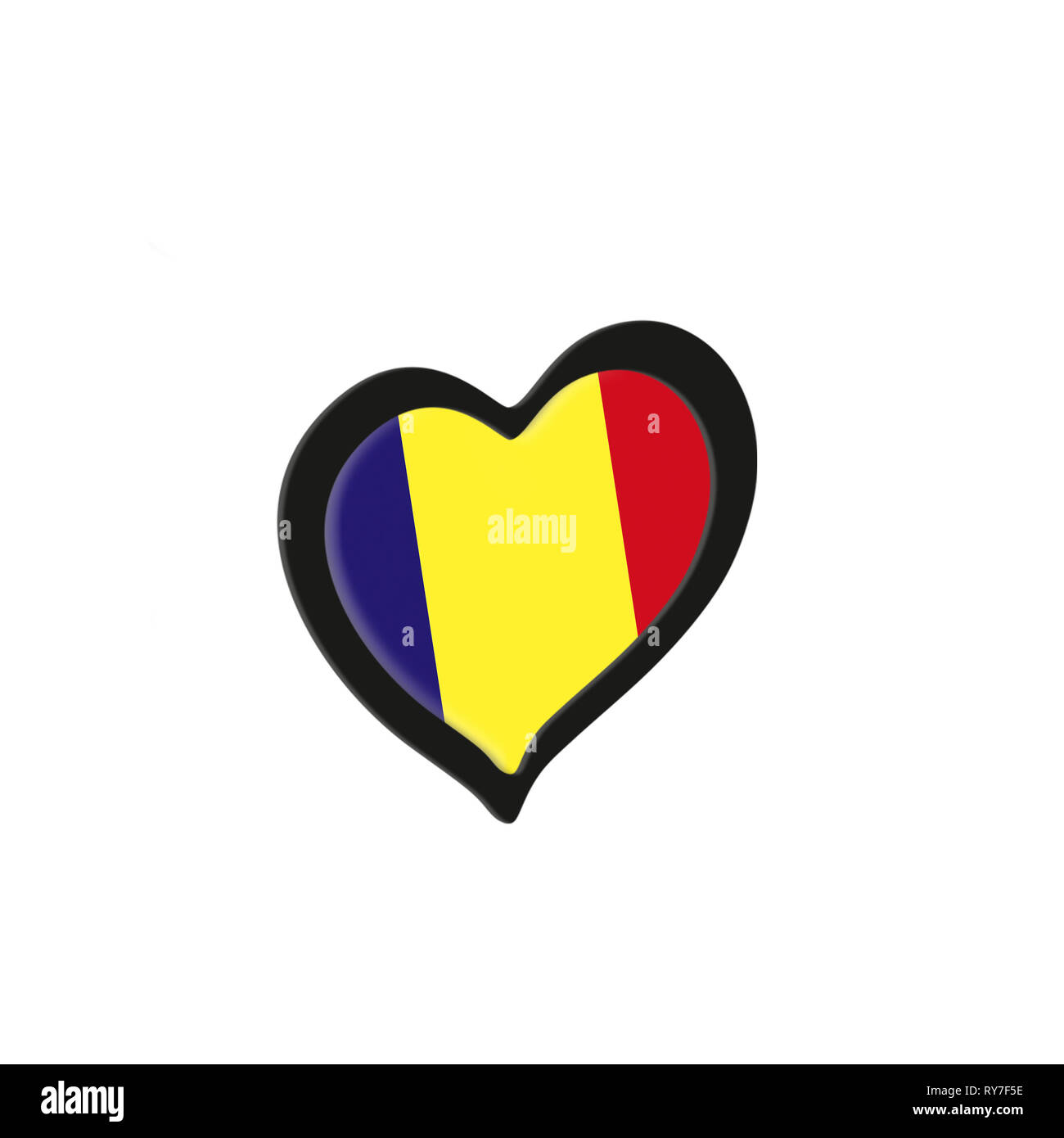 Romania Flag Inside Heart. Eurovision Song Contest concept on a white ...