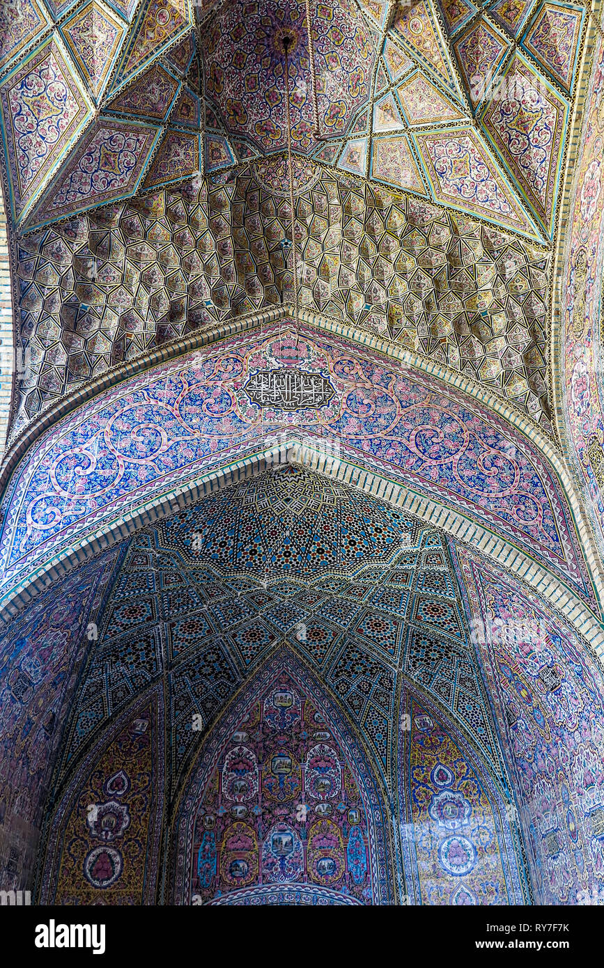 Shiraz Nasir Al-Mulk Pink Mosque Blue Tiles Ornament Ceiling Muqarna ...