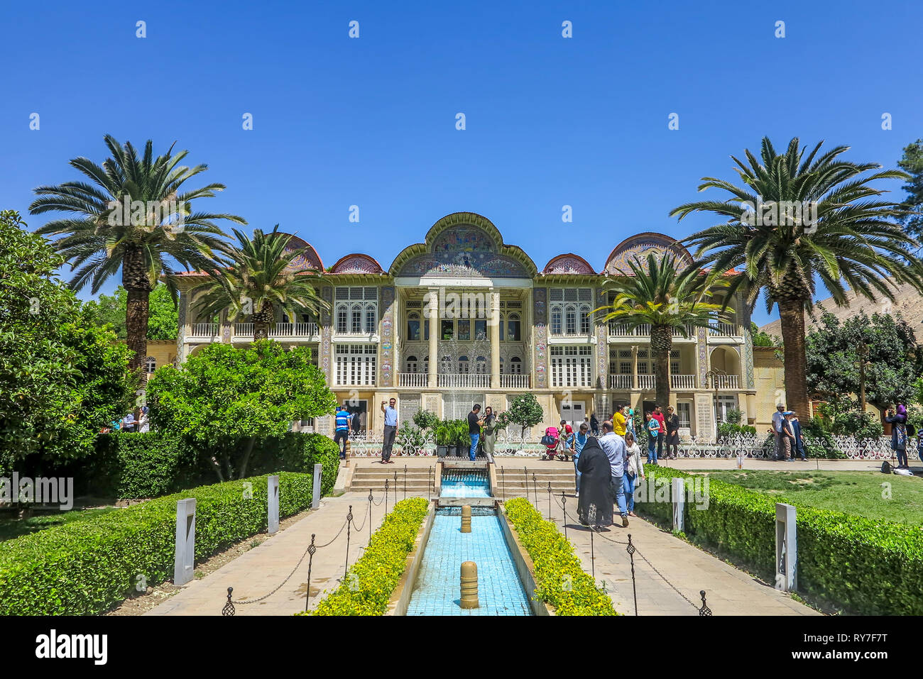 Shiraz Bagh-e Eram Garden Qavam House Leading Lines with Palm Trees and ...
