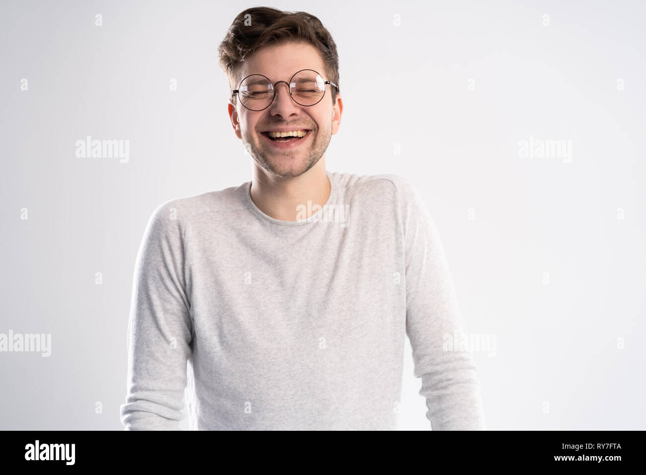 Best smile you ever saw. Portrait of handsome young man looking at ...