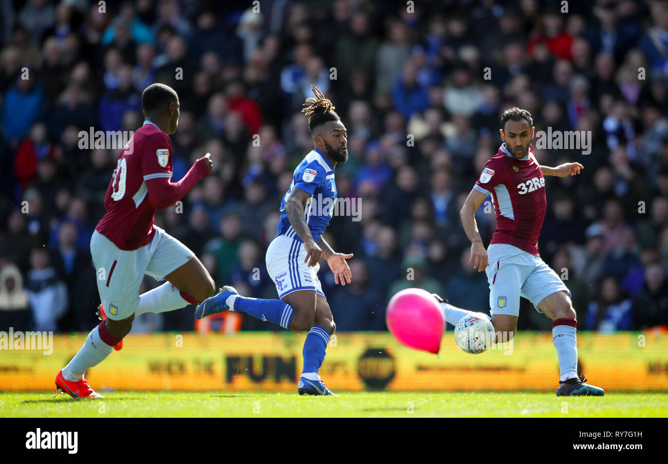 Birmingham City's Jacques Maghoma and Aston Villa's Ahmed Elmohamady during the Sky Bet ...