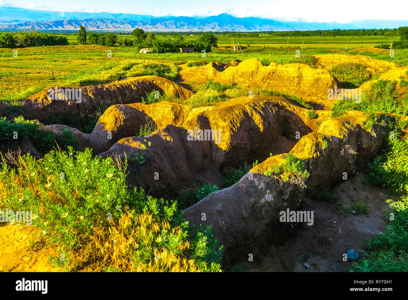 Tokmok Chuy Valley Burana Tower Minaret Ruins Excavations Landscape at ...