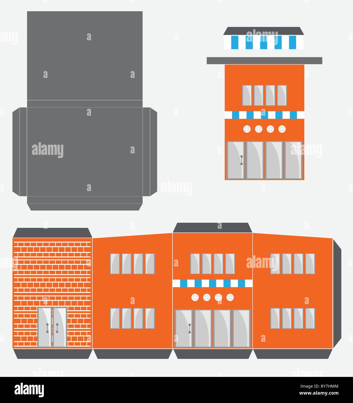 Restaurant or House Paper Model, Cut and glue Stock Vector Image & Art ...