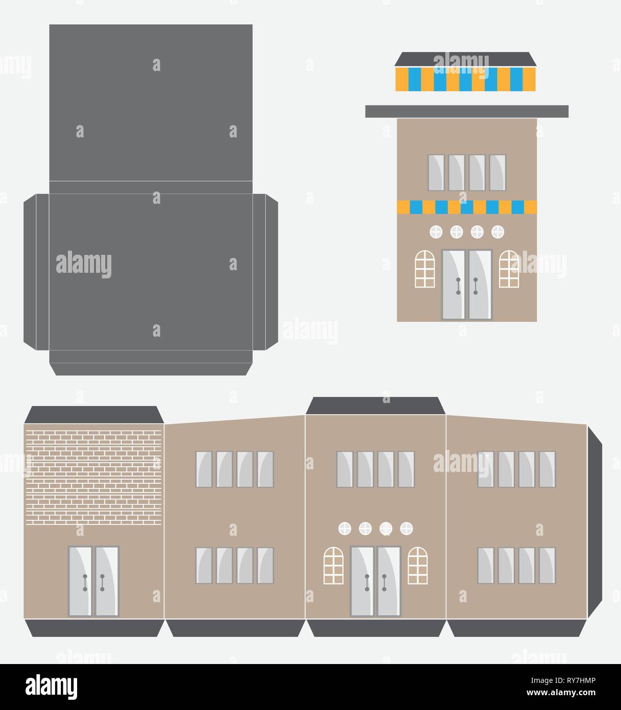 Restaurant or House Paper Model, Cut and glue Stock Vector Image & Art ...