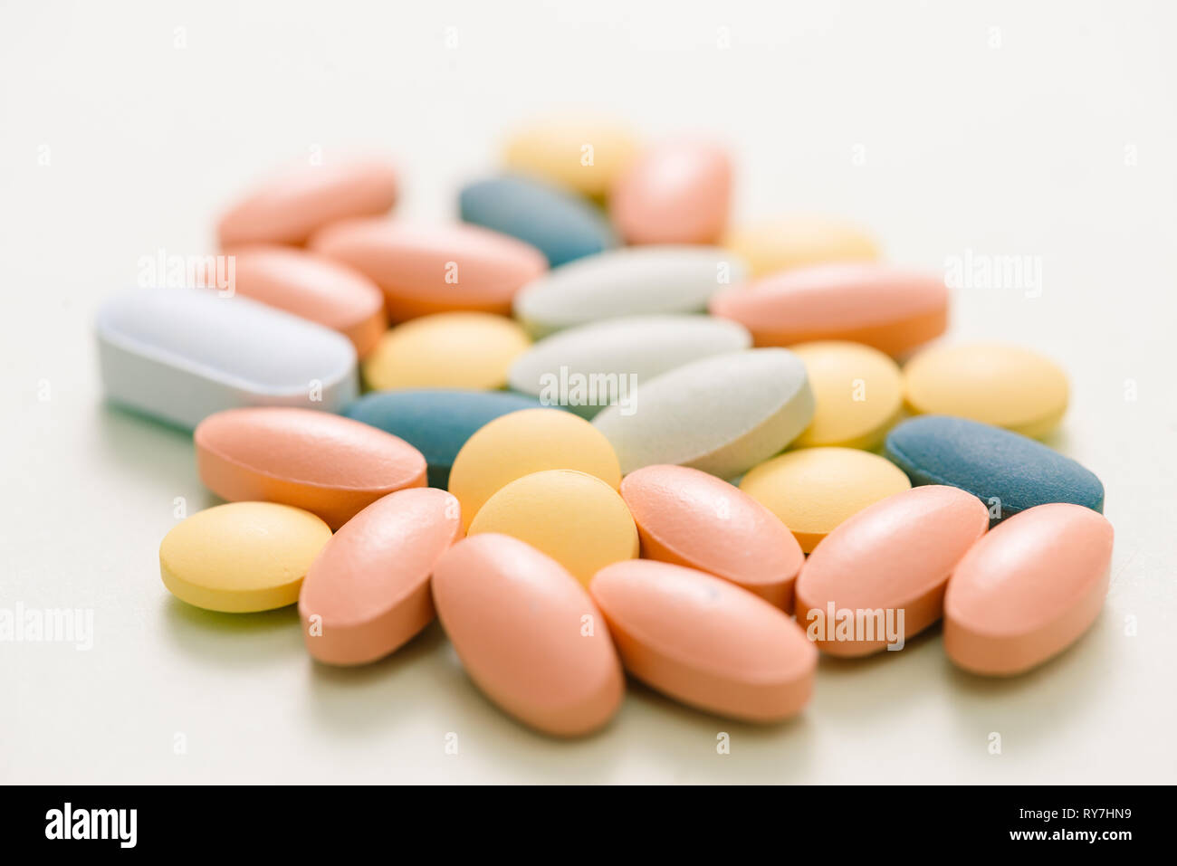 Colorful tablets with capsules Stock Photo - Alamy