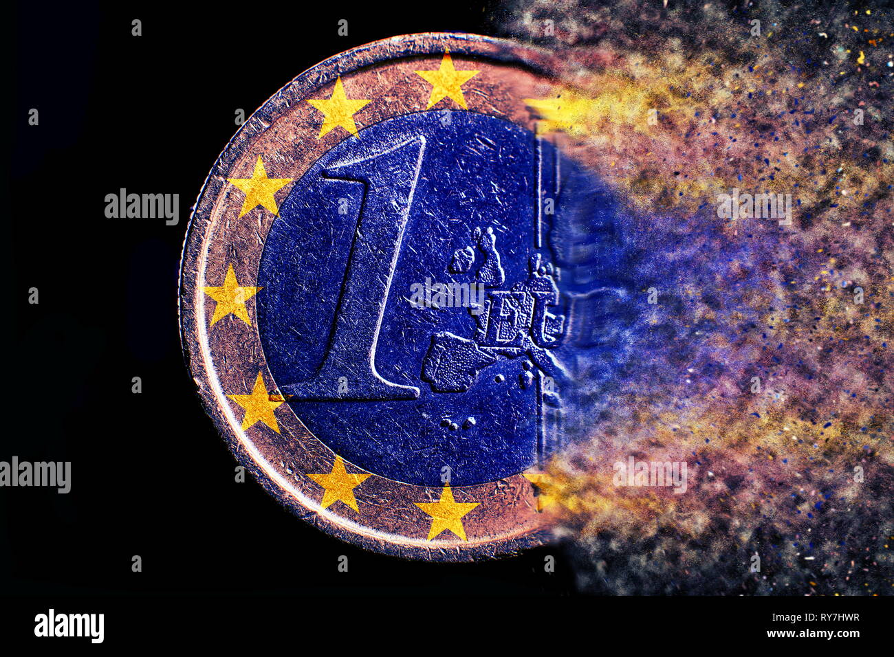 one broken euro coin isolated close up Stock Photo - Alamy