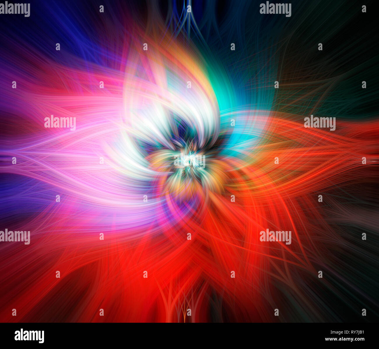 Abstract colorful twisted light fibers. Waving and twisted light fibers ...