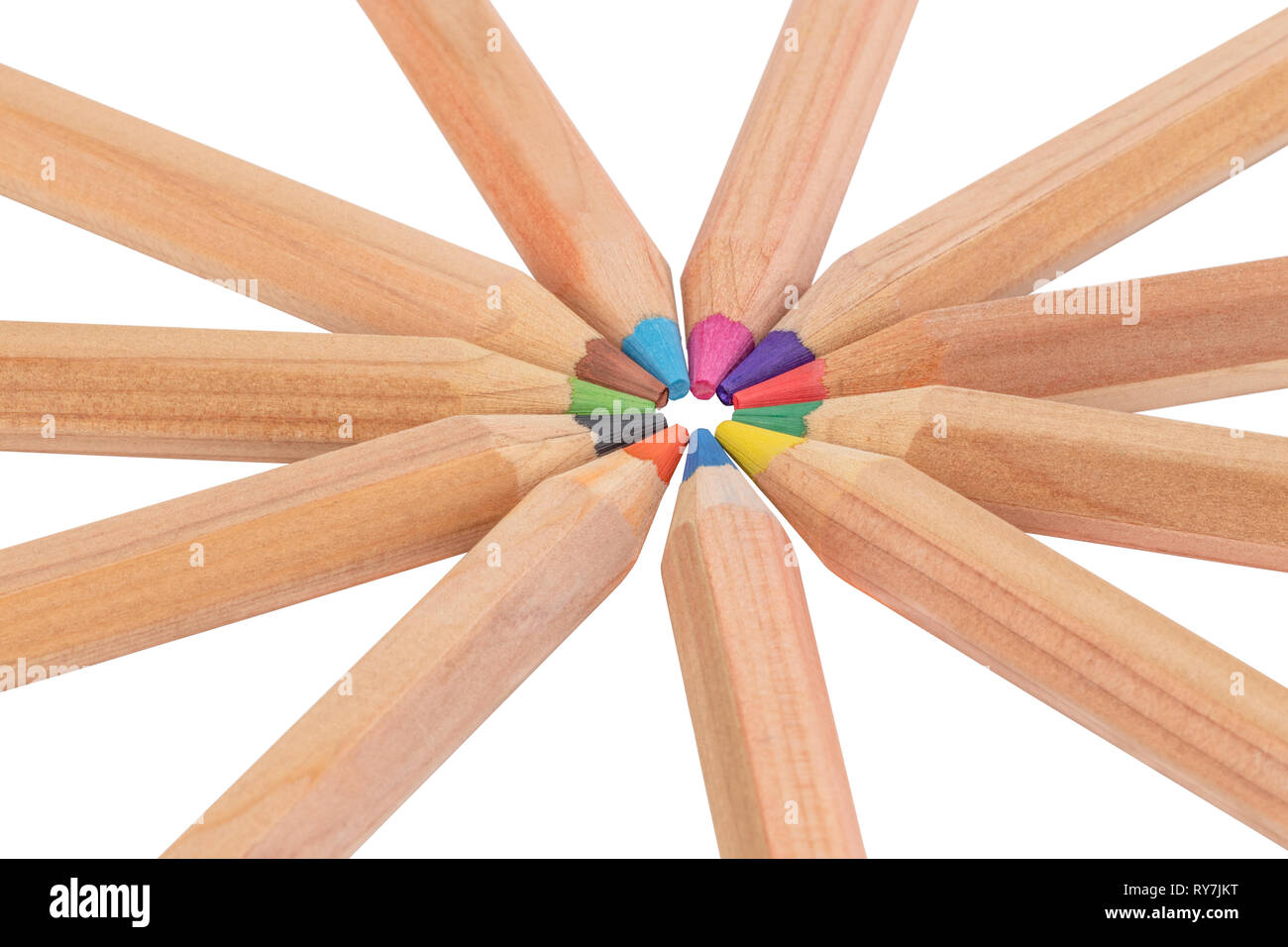 assorted color pencils, isolated on white background Stock Photo - Alamy