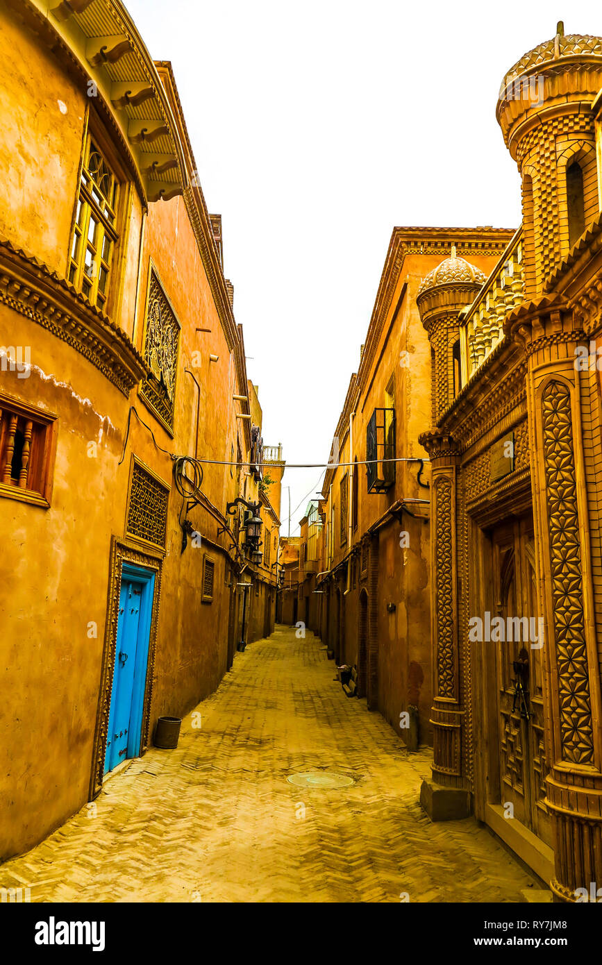 Kashgar Old Town Common Uyghur Architecture Apartment Buildings Facade ...