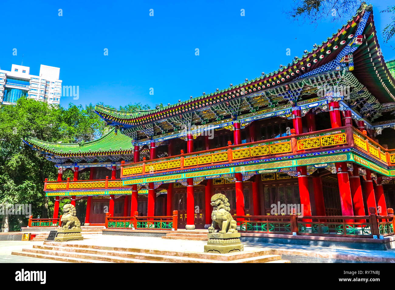 Urumqi People's Public Park Red Colored Temple Stock Photo - Alamy