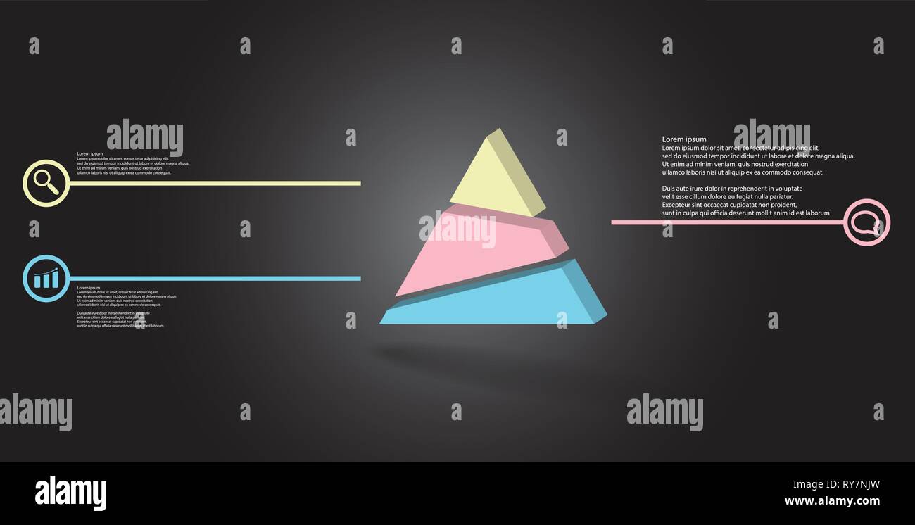 3D illustration infographic template. The embossed triangle is randomly ...