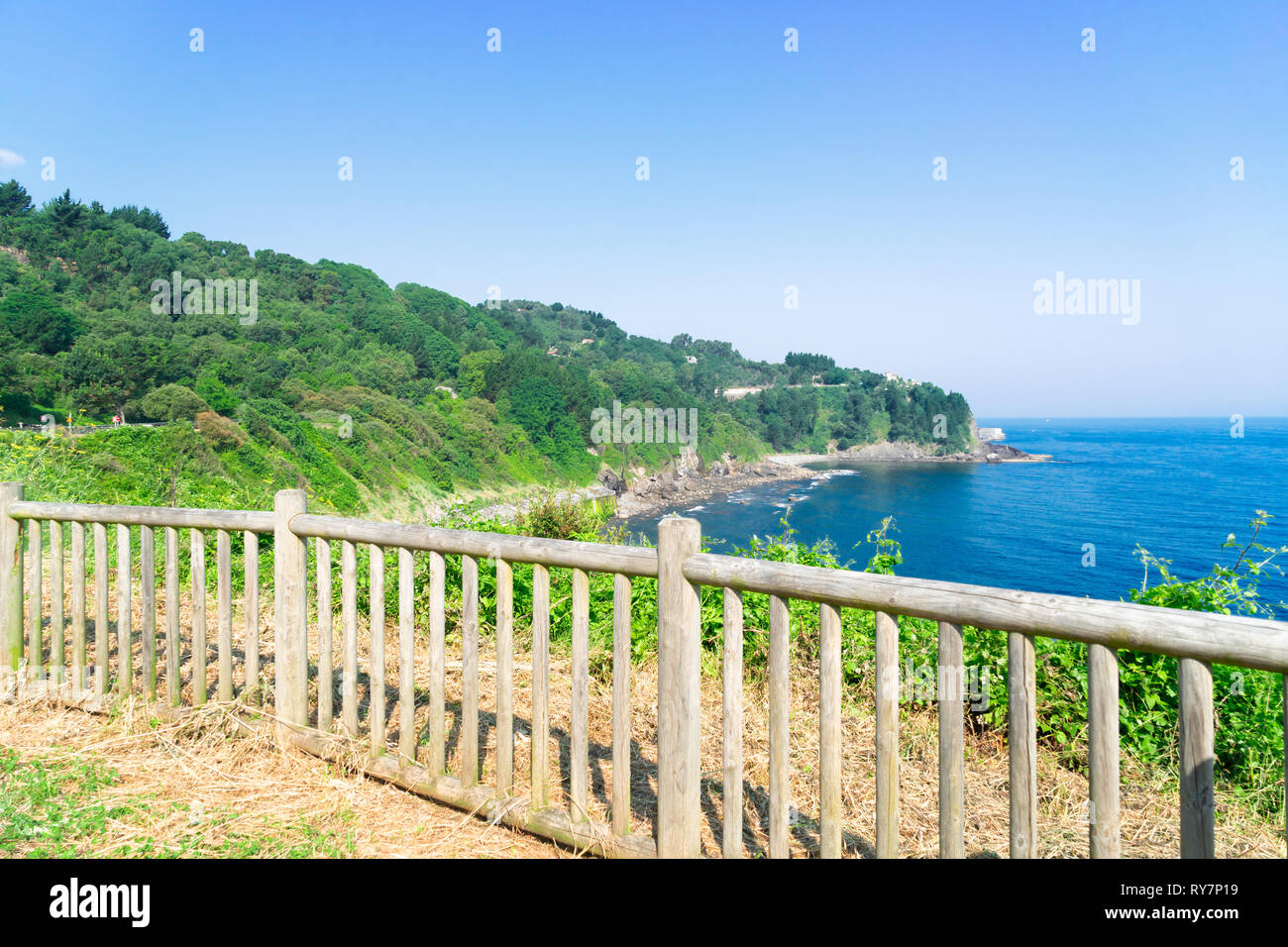 Cantabrian Sea green coast scene, Pais Vasco Spain Stock Photo - Alamy