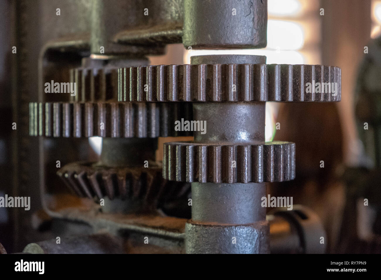 engine gear wheels, closeup view Stock Photo - Alamy