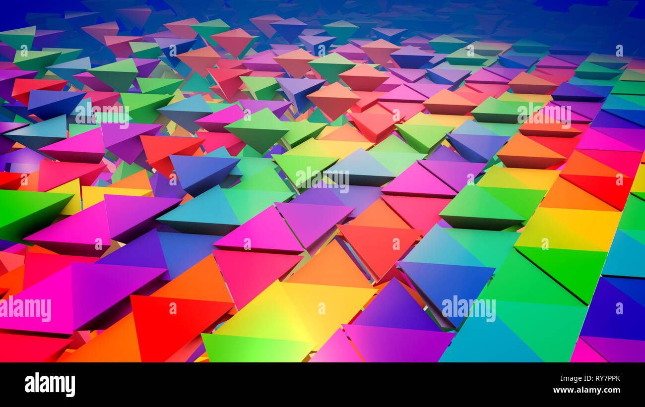 Inspiring 3d illustration of multicolored pyramids placed in straight ...