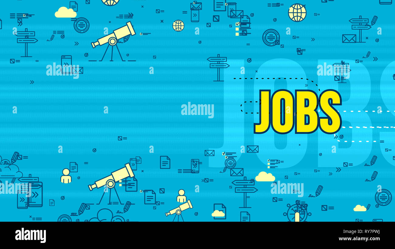 Jolly 3d illustration of a yellow job word placed aside with different ...