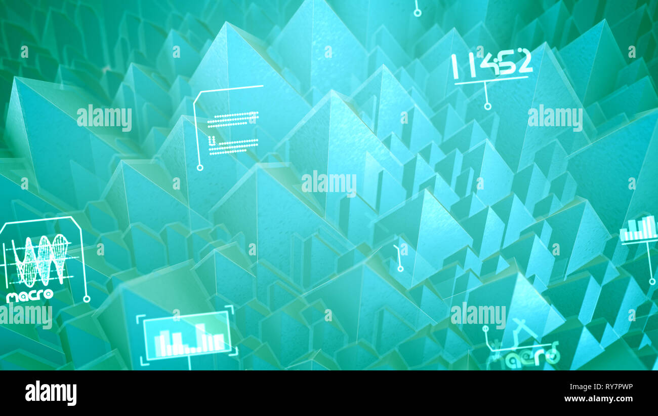 Volumetric 3d illustration of nano pyramids with see-through slopes ...