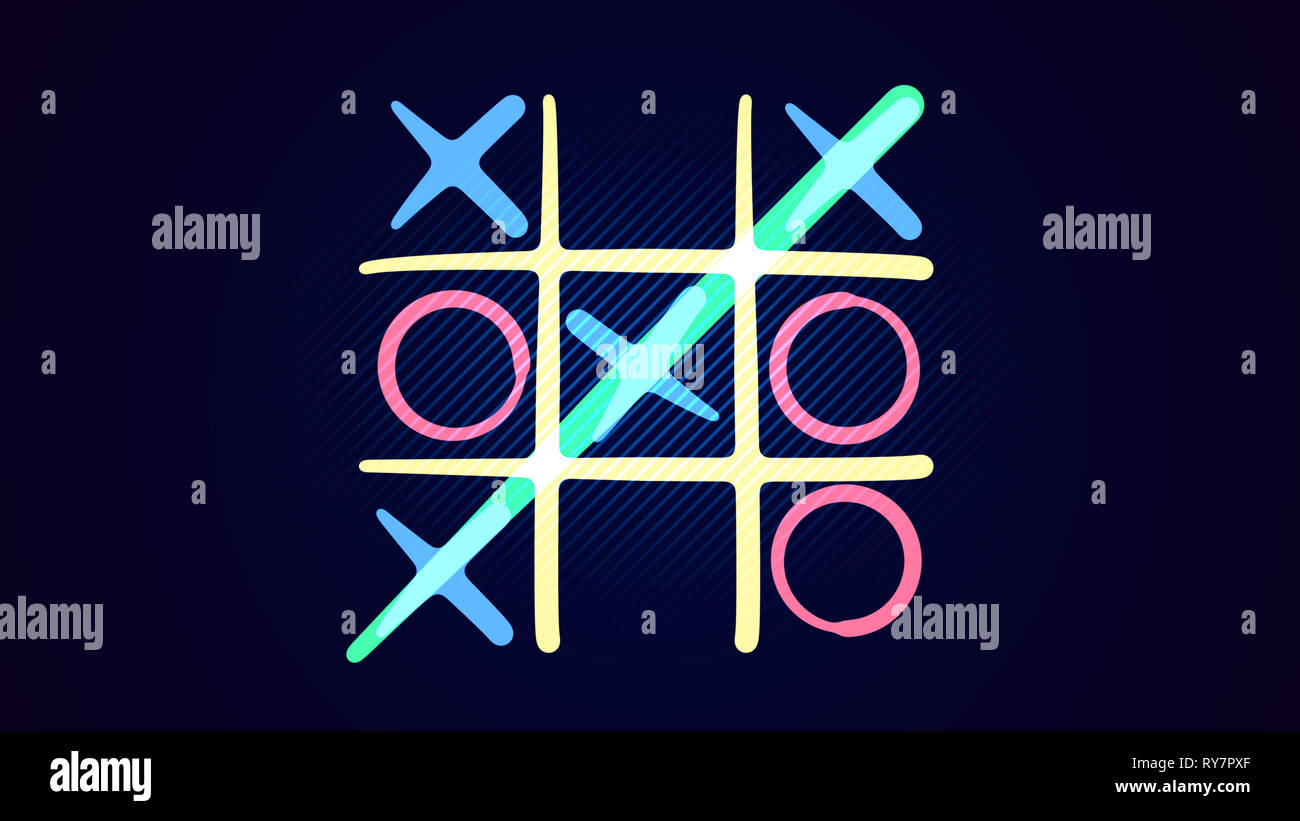 Cheerful 3d illustration of a noughts and crosses play with a white ...