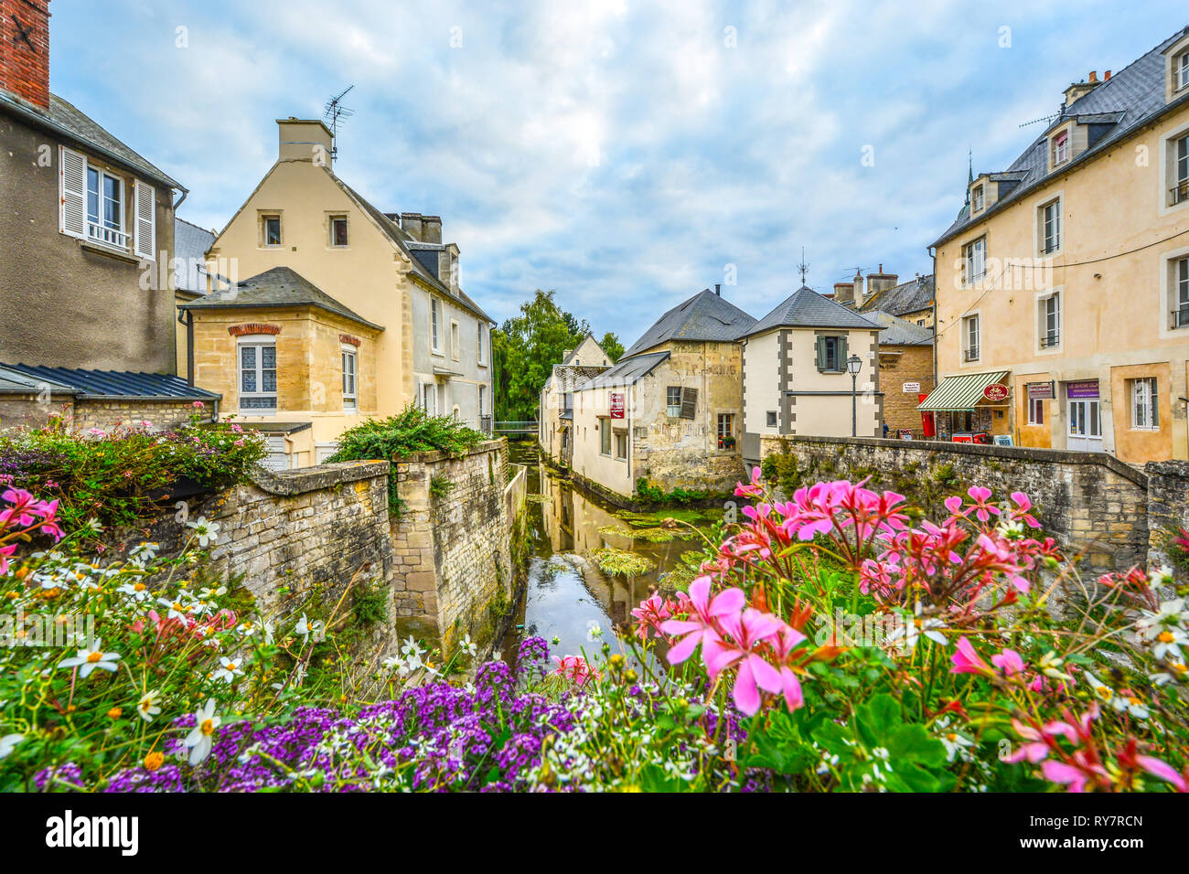 The picturesque French town of Bayeux France near the coast of Normandy ...