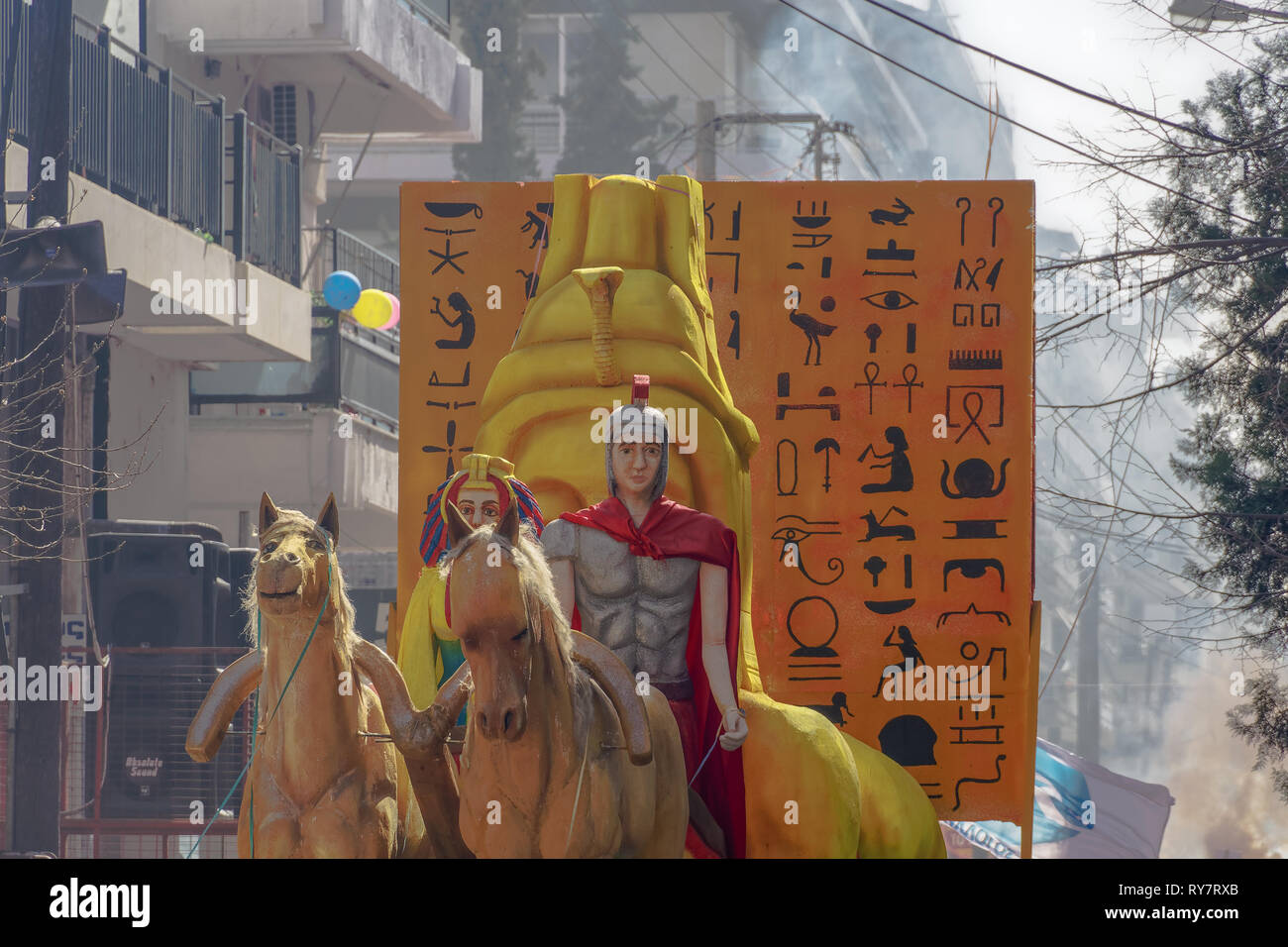 Xanthi, Greece Carnival parade floats. Decorated Greek Carnival ...