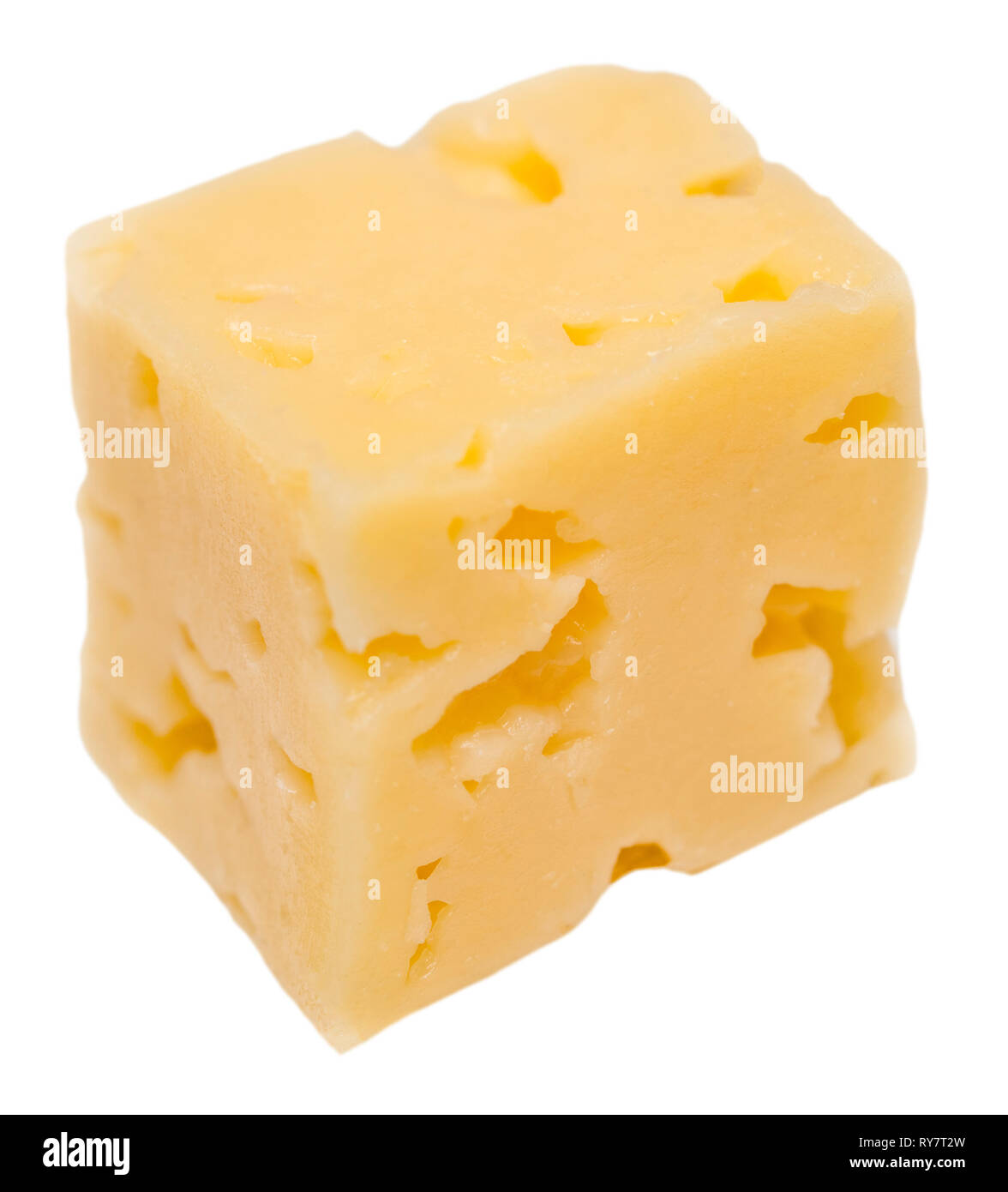 Cube of cheese isolated on a white background Stock Photo - Alamy