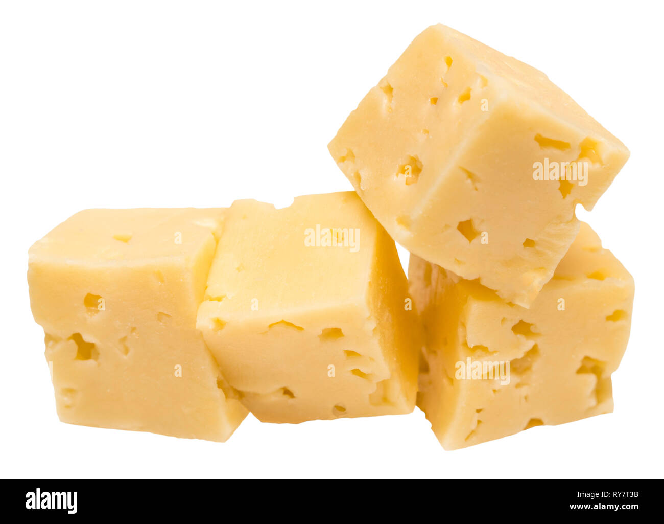 Cube of cheese isolated on a white background Stock Photo - Alamy