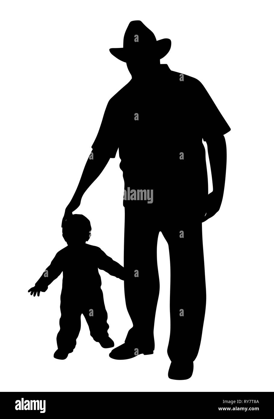 Silhouettes grandfather grandchildren hi-res stock photography and ...