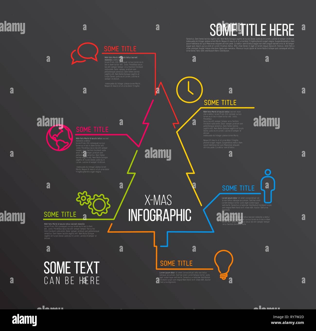 Vector Christmas Infographic report template made from lines and icons ...